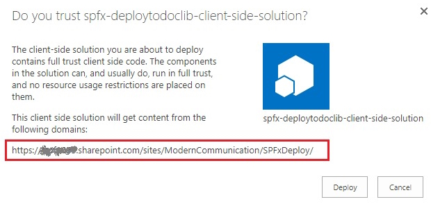 SharePoint Framework - Deploy SPFx WebParts to SharePoint Library
